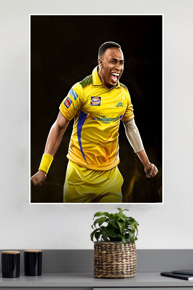 CSK Dwayne Bravo Poster | Cricketers Posters | Sports Poster – The ...
