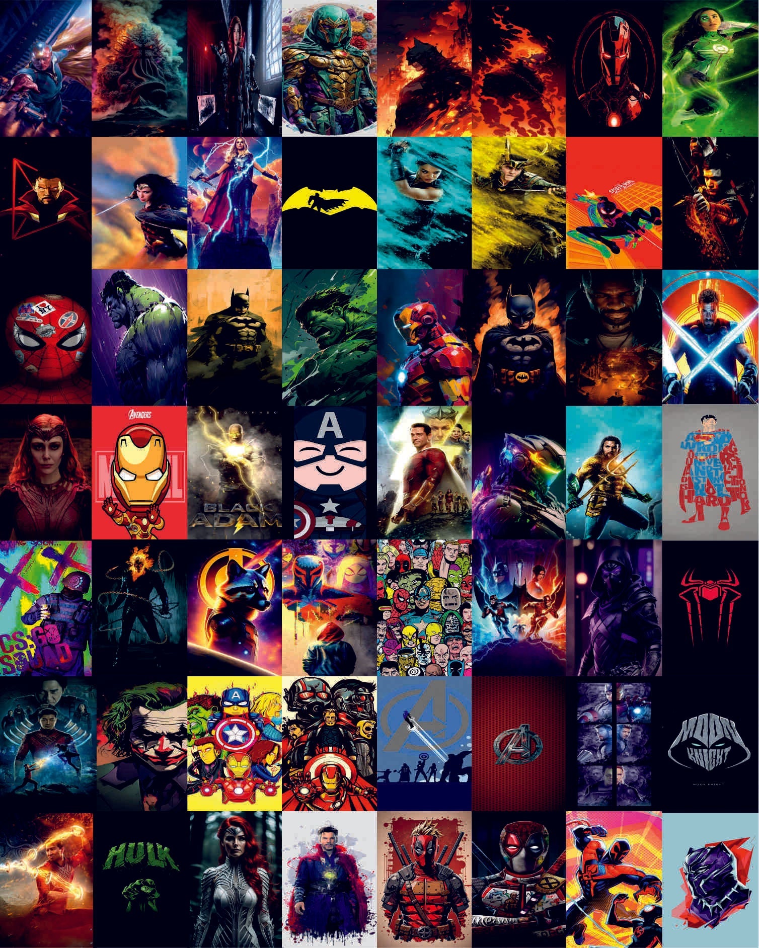 DC and Marvel Super Heros Wall Collage Kit - A4 Size Wall Posters Set ...