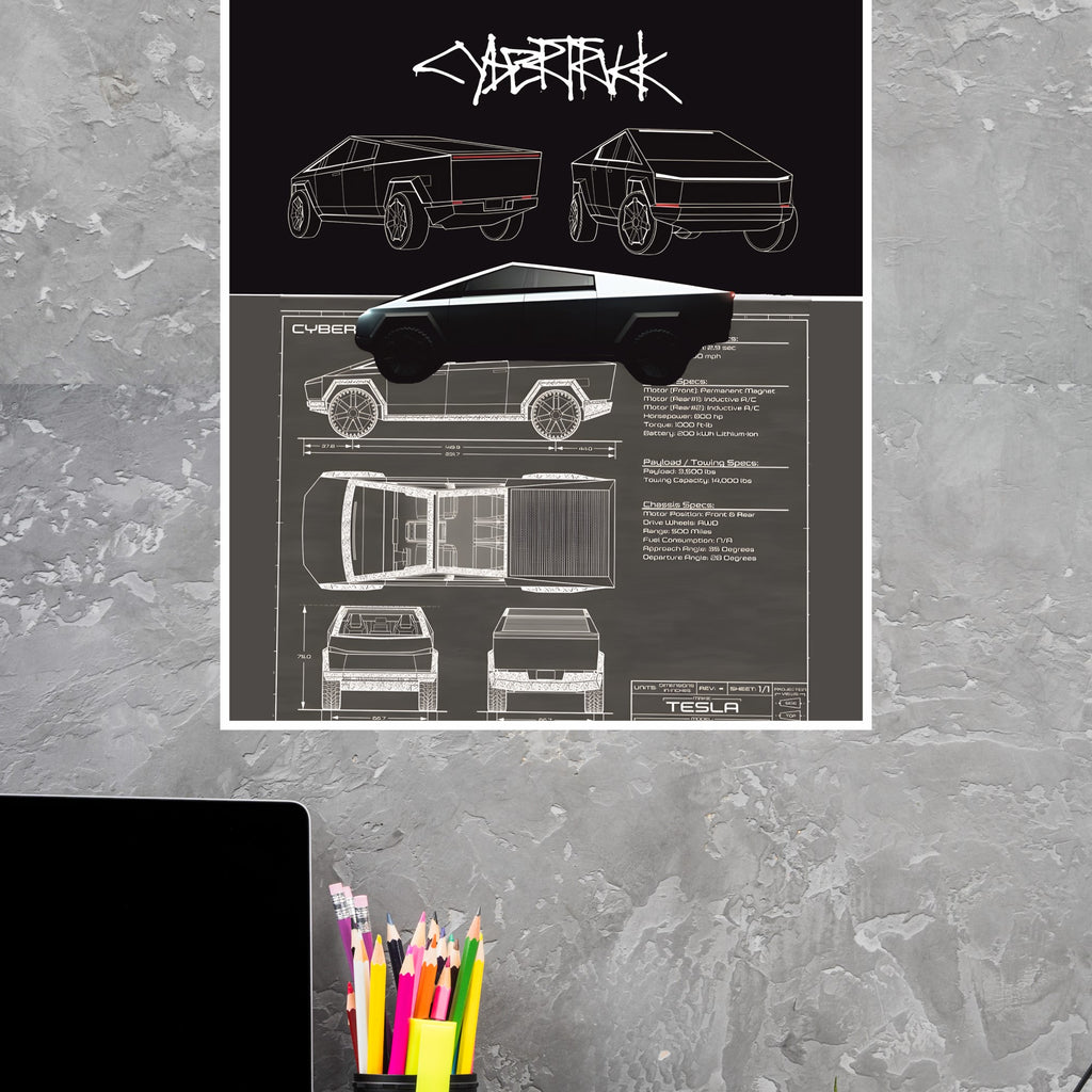 Tesla Cybertruck Poster | Cars Posters – The Poster Valley